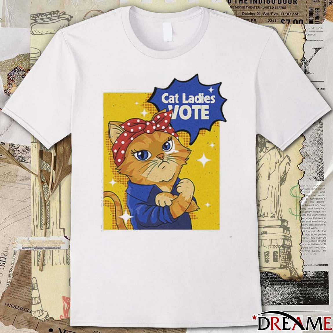 Official Cat Ladies Vote For Kamala Harris Funny Suffragette Painting t ...