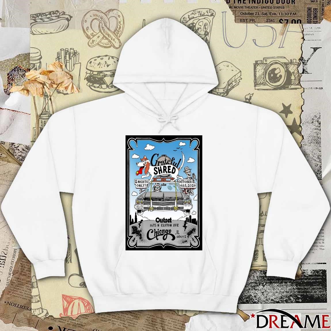 Official Poster Grateful Shred Oct 4-5 2024 Outset Chicago IL t-shirt ...