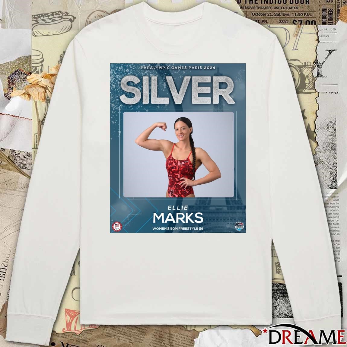 Official Ellie Marks Silver Medal Women's 50M Freestyle S6 Paralympic Games Paris 2024 Poster t ...