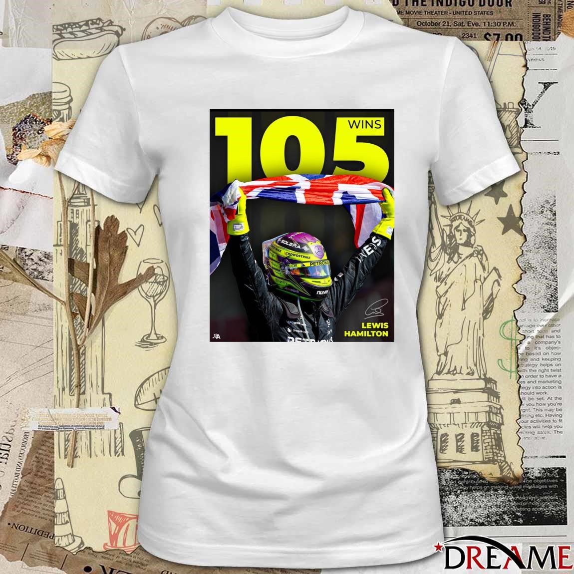 Official Lewis Hamilton 105 Wins F1 Season Signature Poster t-shirt ...