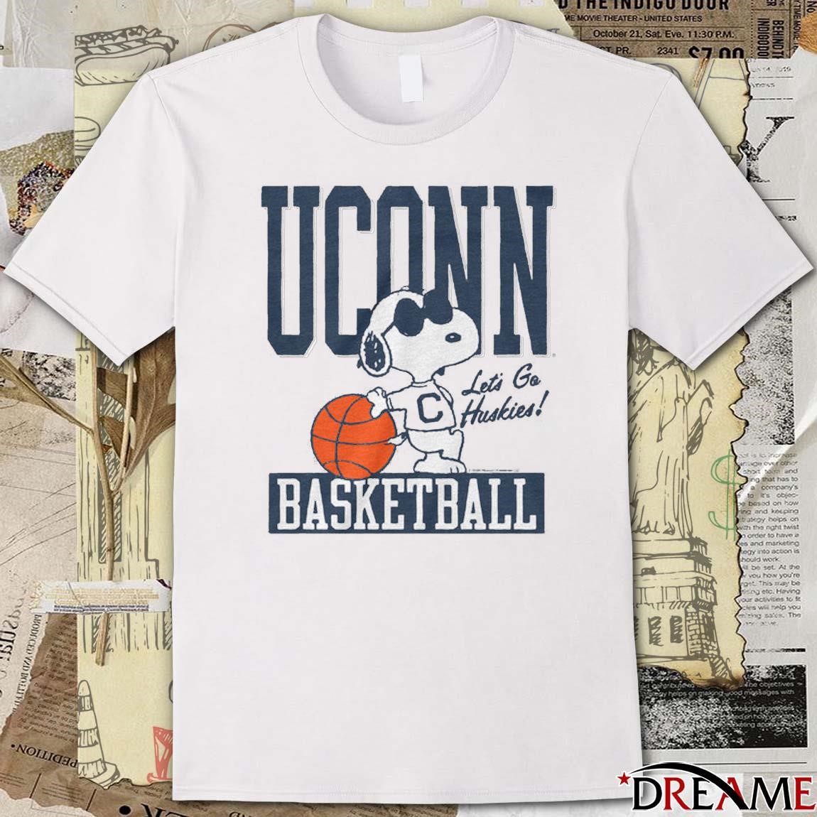 Official Peanuts x UConn Snoopy Basketball Let's Go Huskies t-shirt, hoodie, sweater, long ...