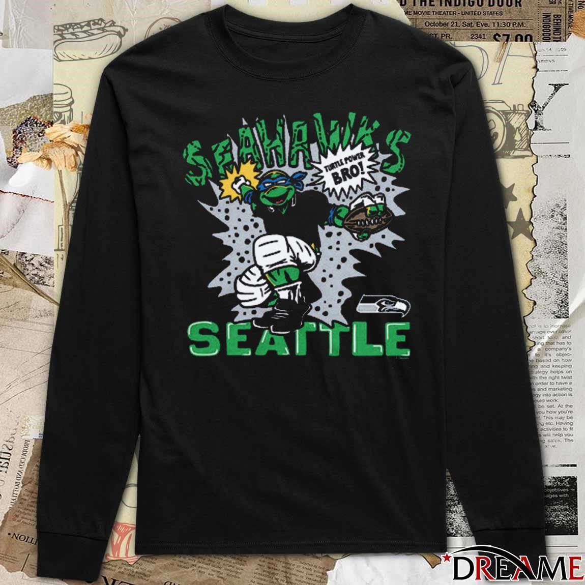 Official TMNT Leonardo x Seattle Seahawks Turtle Power Bro t-shirt ...