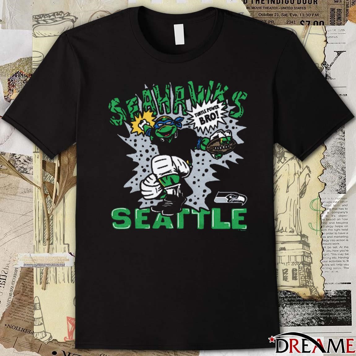 Official TMNT Leonardo x Seattle Seahawks Turtle Power Bro t-shirt ...