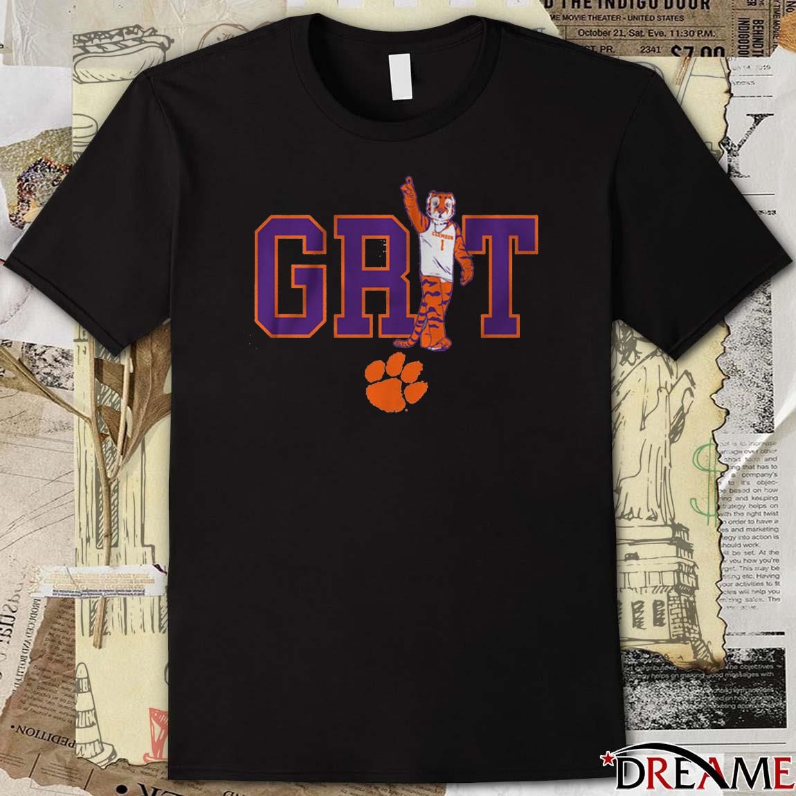 Official Clemson Tigers Mascot GRIT 2025 t-shirt, hoodie, sweater, long ...
