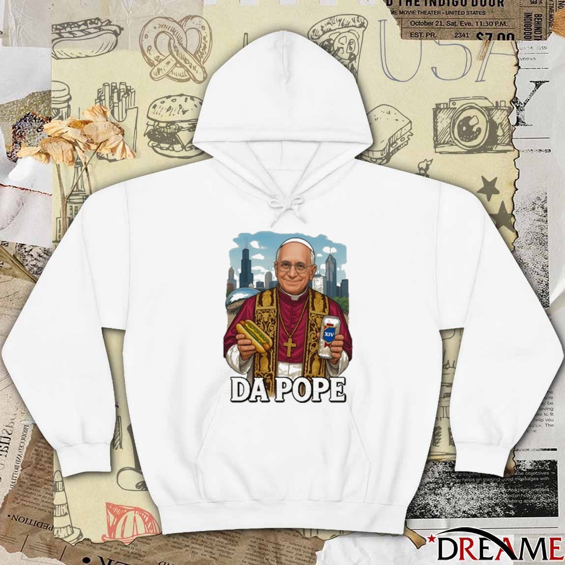 Official Hardcoreitalians Da Pope Chicago Pope Leo XIV Retro Painting t ...