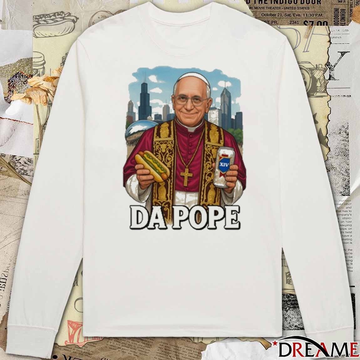 Official Hardcoreitalians Da Pope Chicago Pope Leo XIV Retro Painting t ...