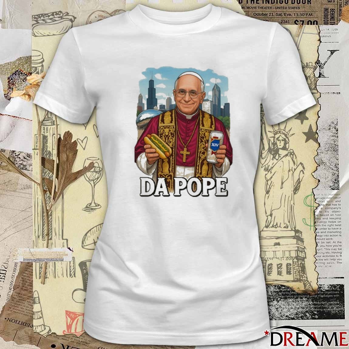 Official Hardcoreitalians Da Pope Chicago Pope Leo XIV Retro Painting t ...