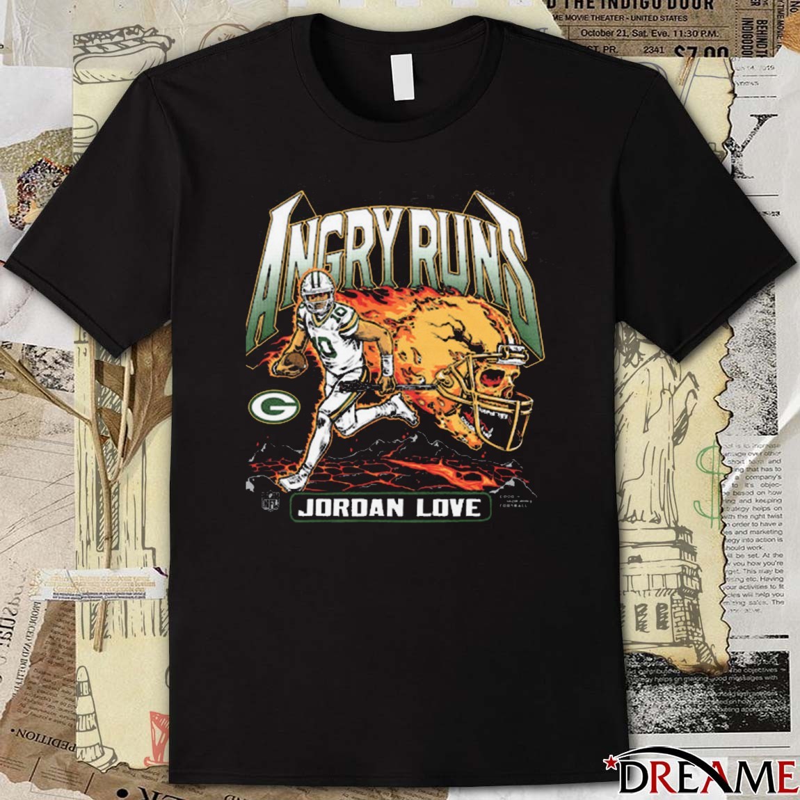 Official Angry Runs 2025 Green Bay Packers Jordan Love NFL Graphic t ...